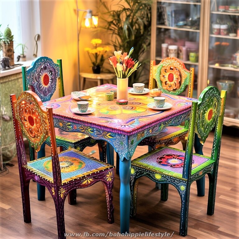The Art of Crafting a Boho and Hippie Style Dining Set | Interior ...