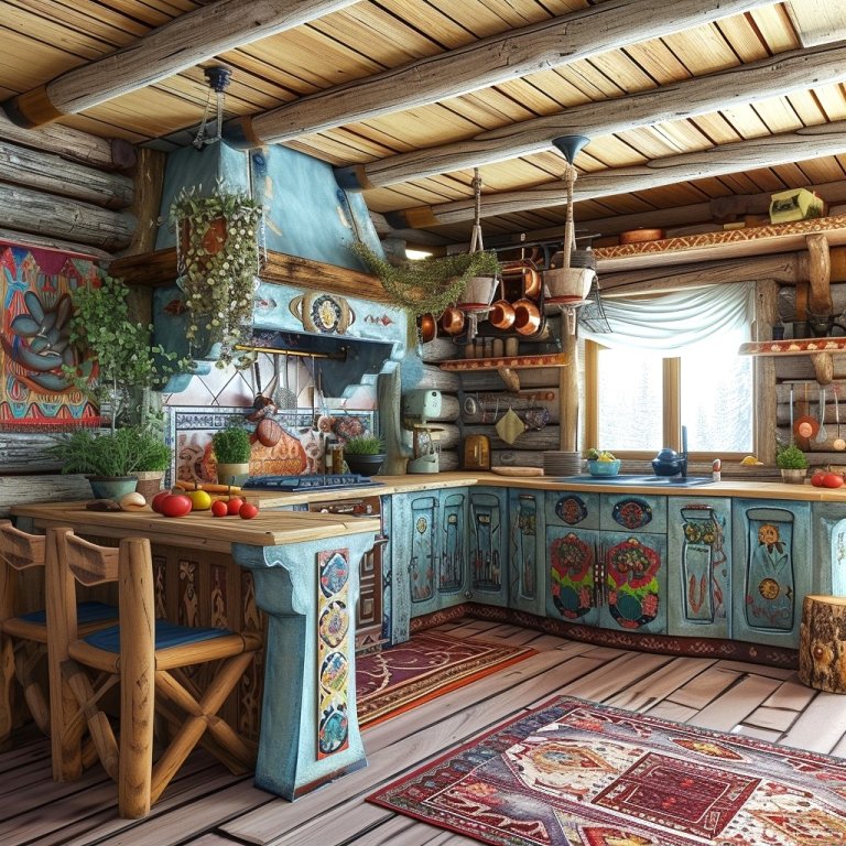 Whimsical Woodlands: Bohemian Log House Kitchen Inspirations | Interior ...