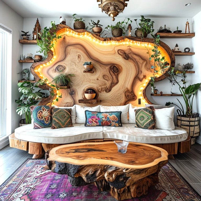 Boho Chic Meets Epoxy Bliss: Creating Your Live Edge Accent Wall ...